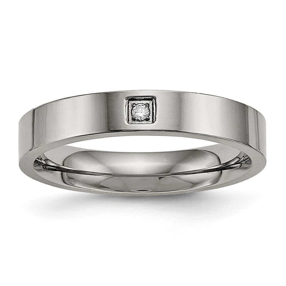 Chisel Titanium Polished with CZ 4mm Flat Comfort Fit Band – European ...