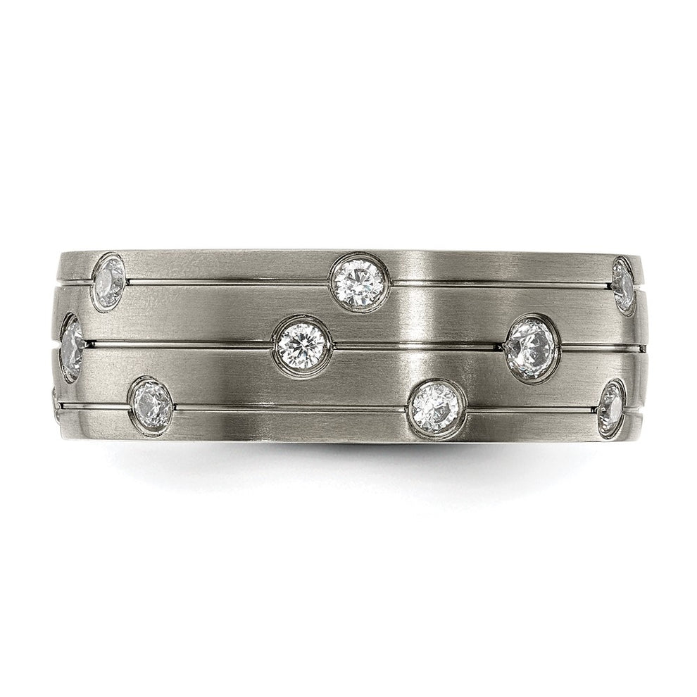 Chisel Titanium Brushed with CZ 8.00mm Band – European jewelry