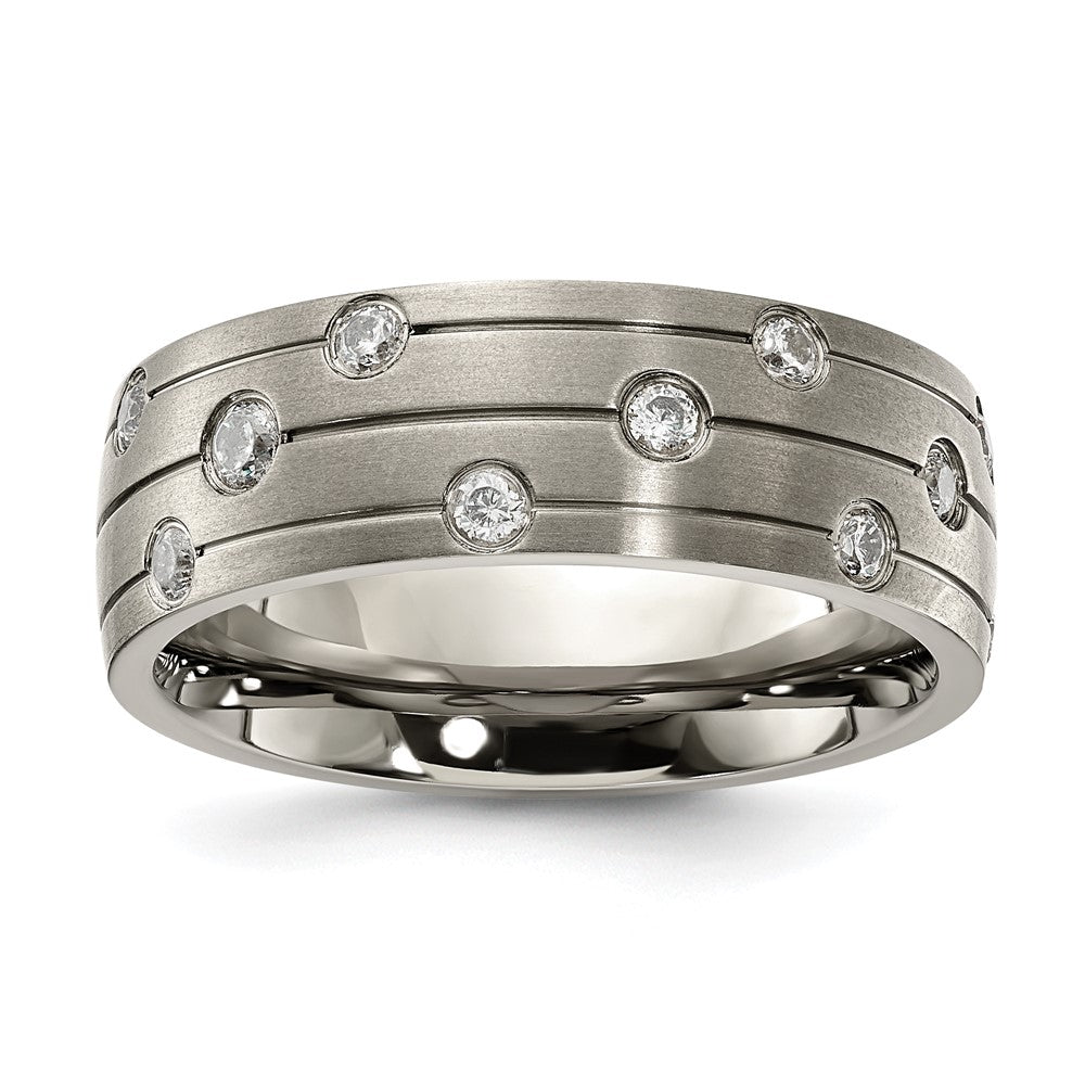 Chisel Titanium Brushed with CZ 8.00mm Band – European jewelry